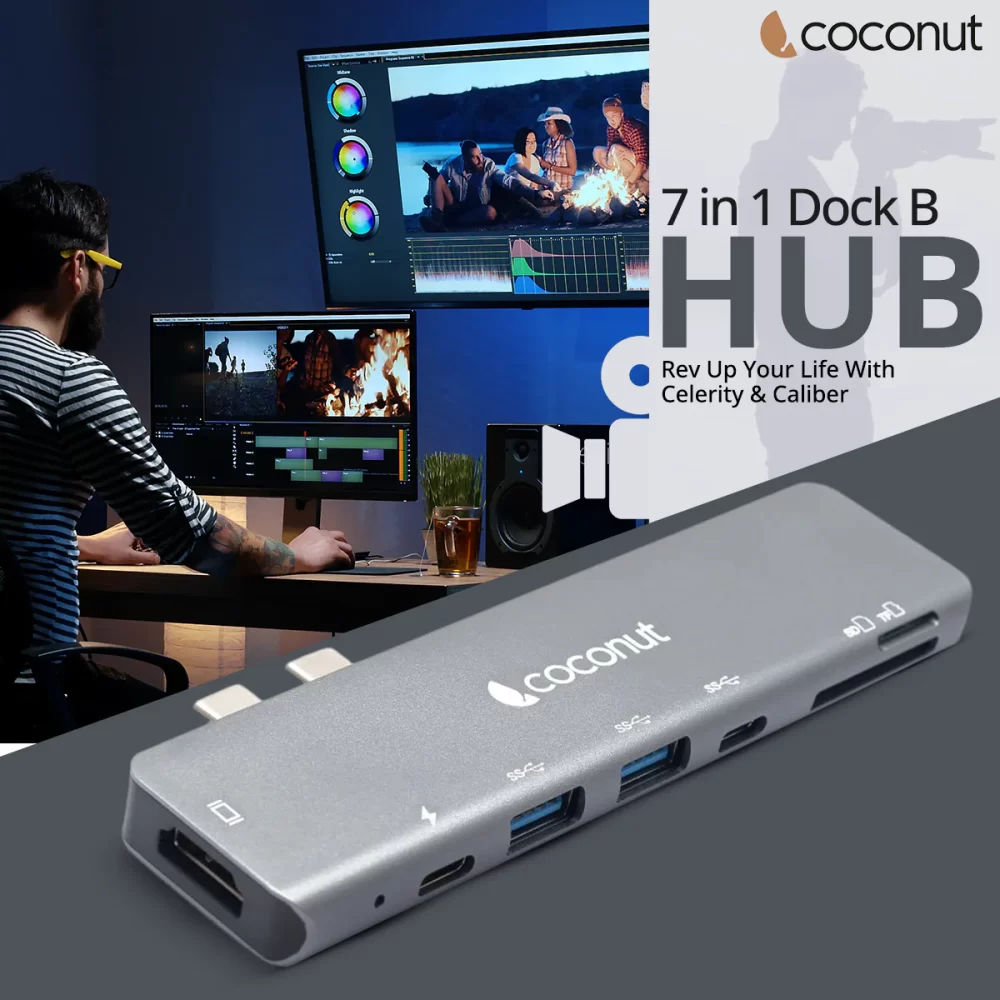 7 in 2 Dock B for Macbook – Type C Multiport Hub - Mega Computer World